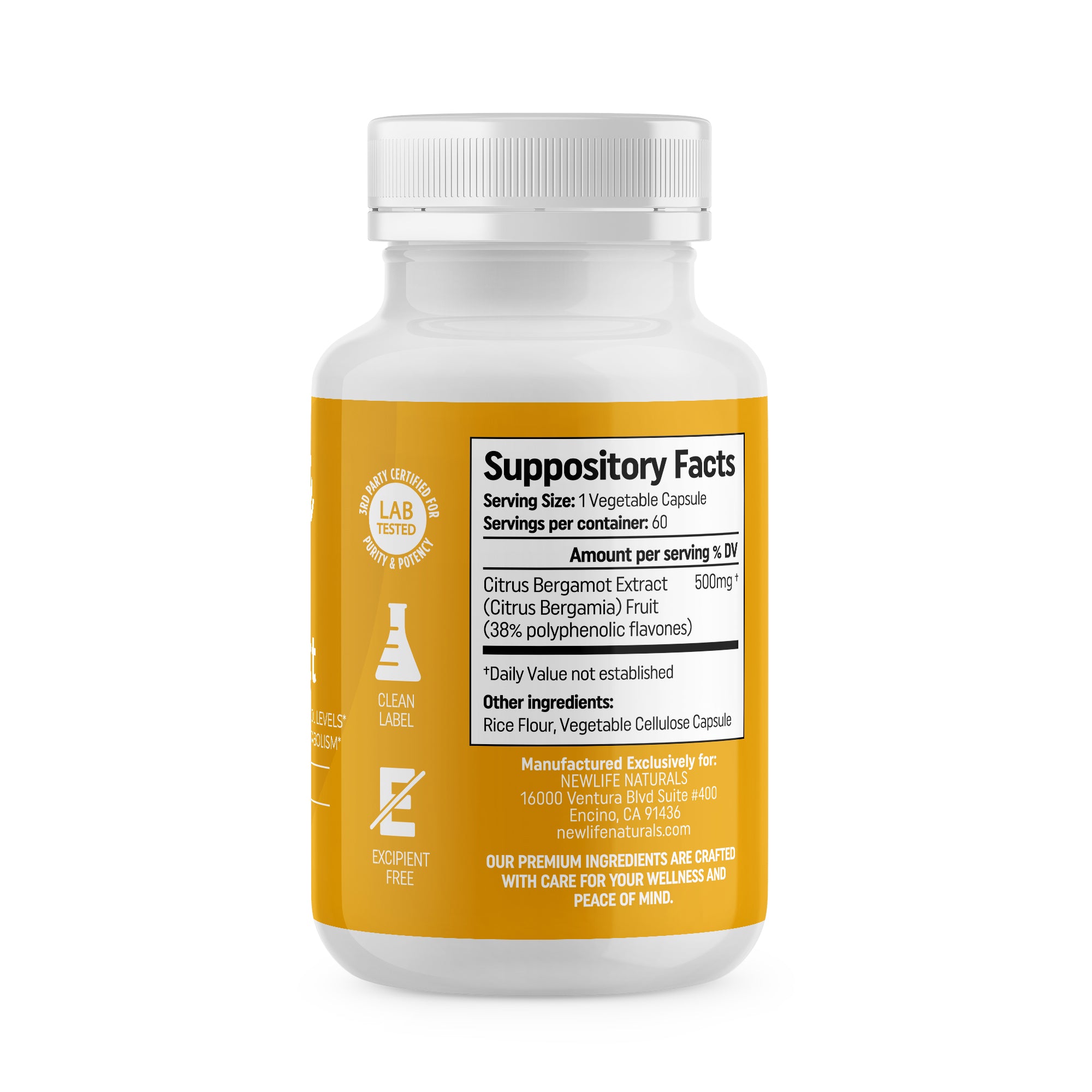 Citrus Bergamot 500mg 60 Capsules Newlife Naturals